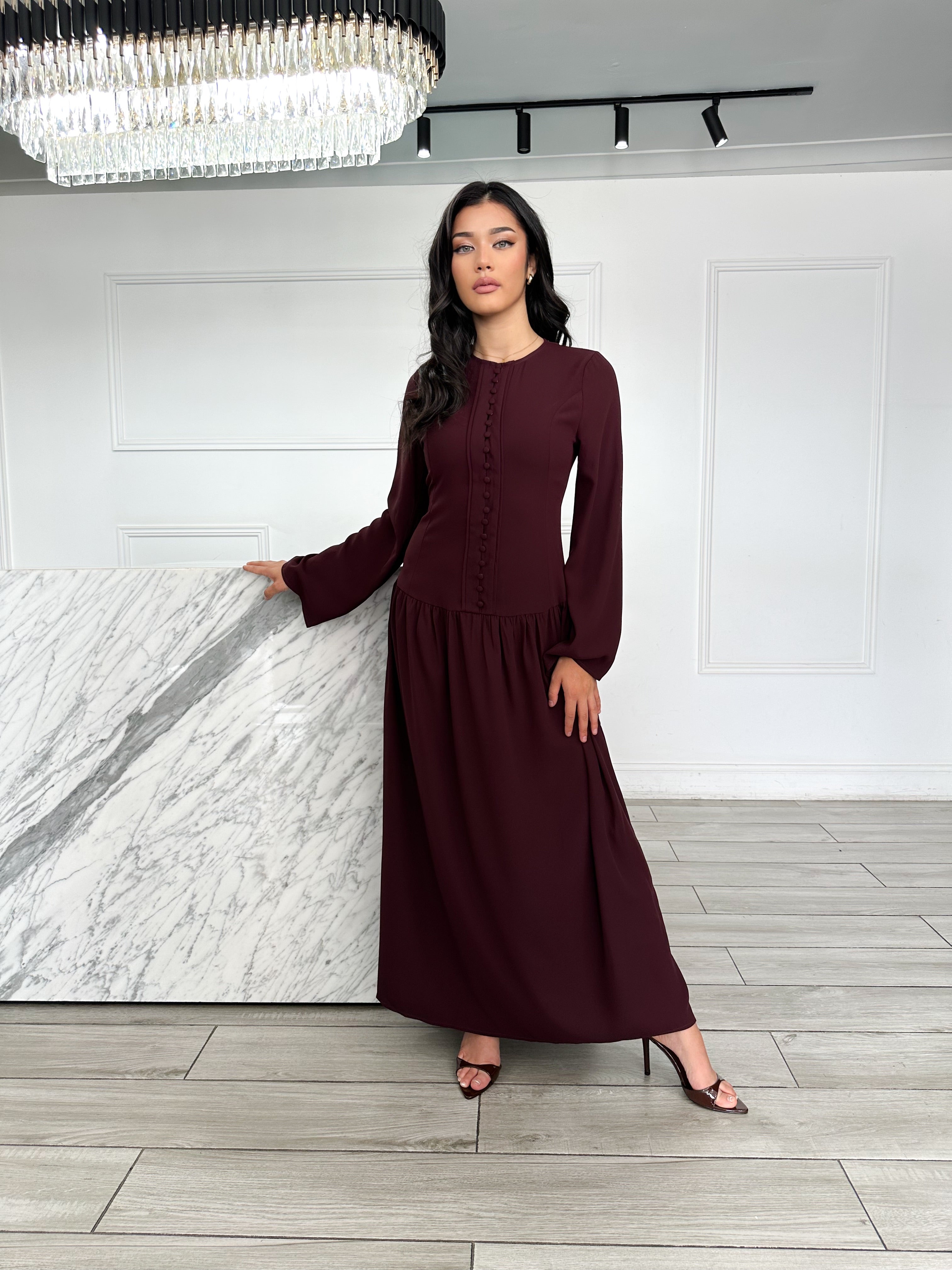 Liv Dress - Burgundy – Dusty Pink