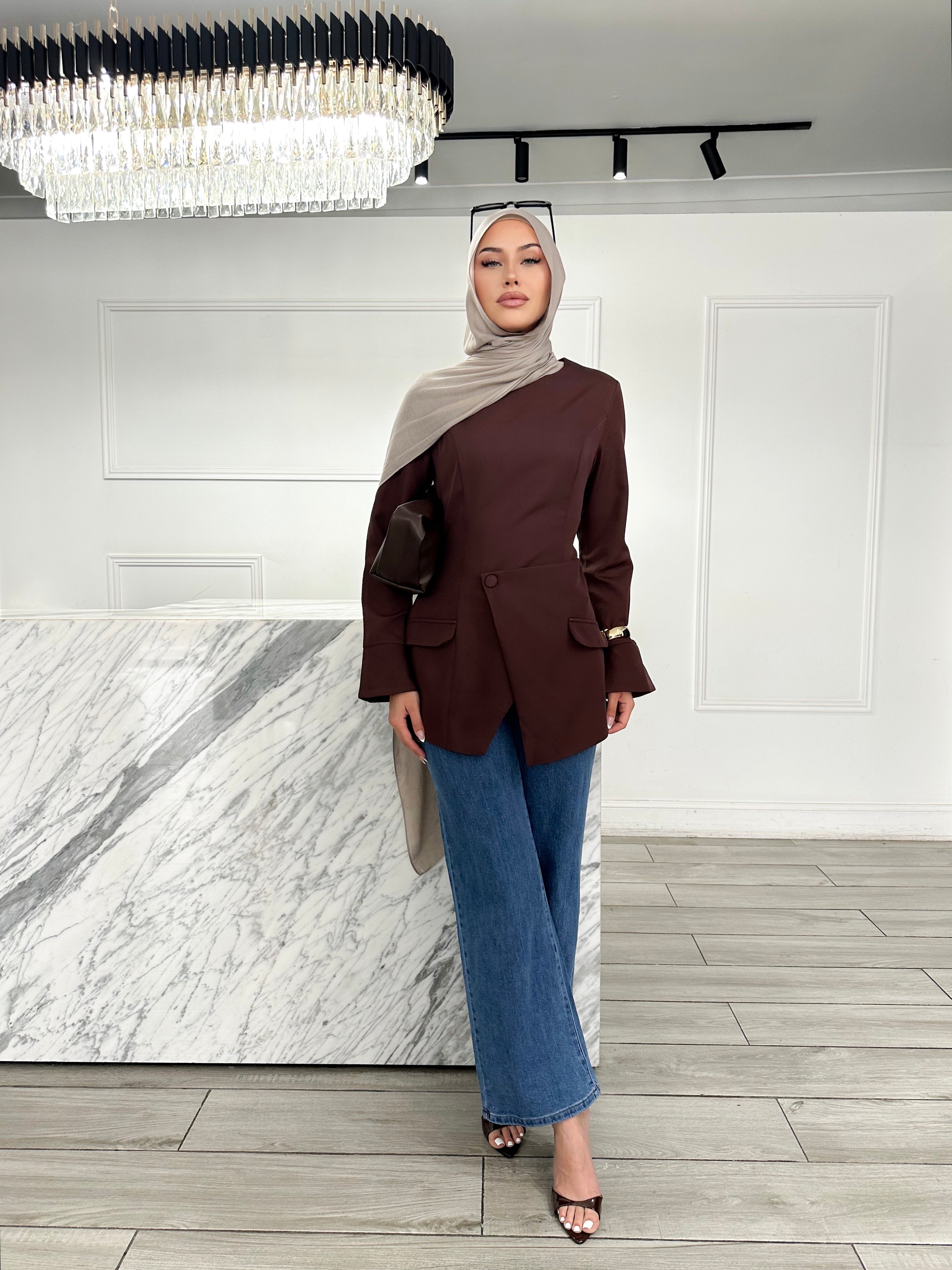 Mara Top - Chocolate – Dusty Pink